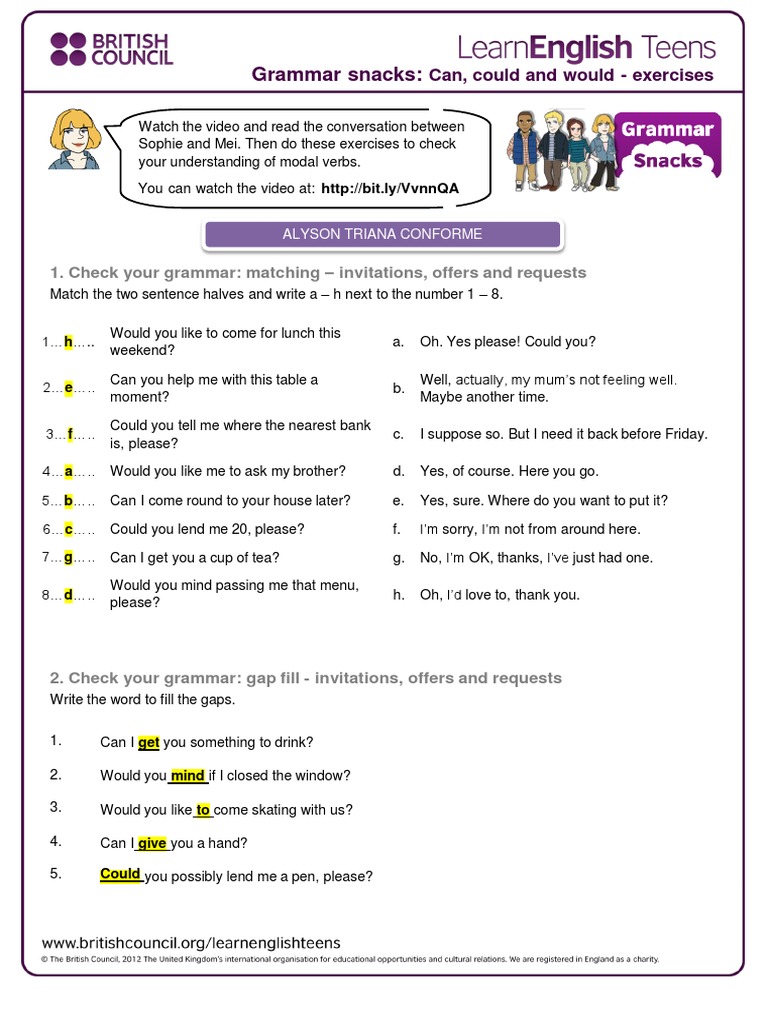 Grammar Snacks:: 1. Check Your Grammar: Matching - Invitations, Offers ...