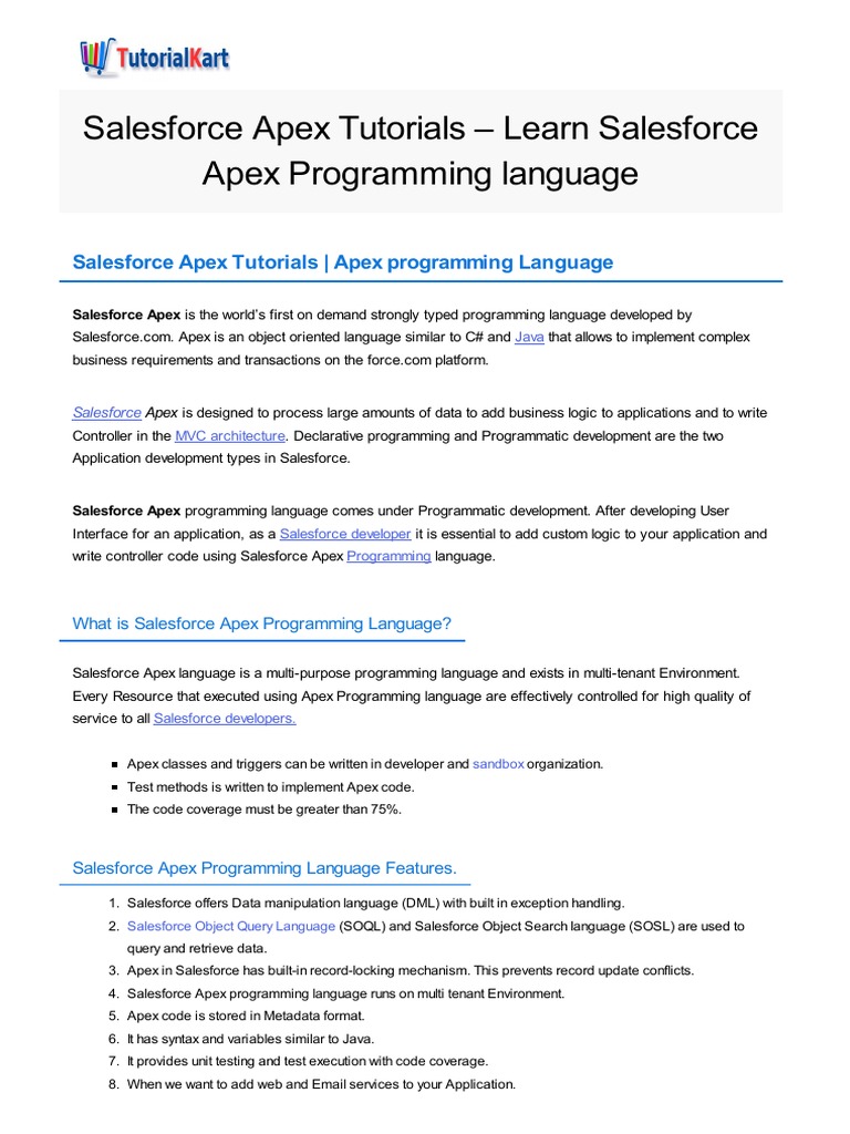 Salesforce Apex Tutorials Pdf Computer Programming Command Line Interface