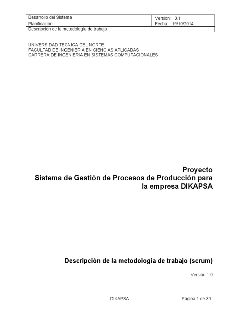 Formato Ejemplo para Documentar El Uso de Scrum en Un Proyecto | PDF ...