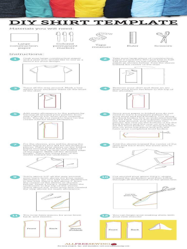DIY Shirt Template Free Printable | PDF | Seam (Sewing) | Clothing