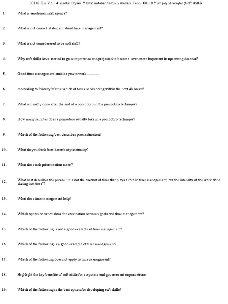 Soft Skills Test | PDF | Leadership | Decision Making