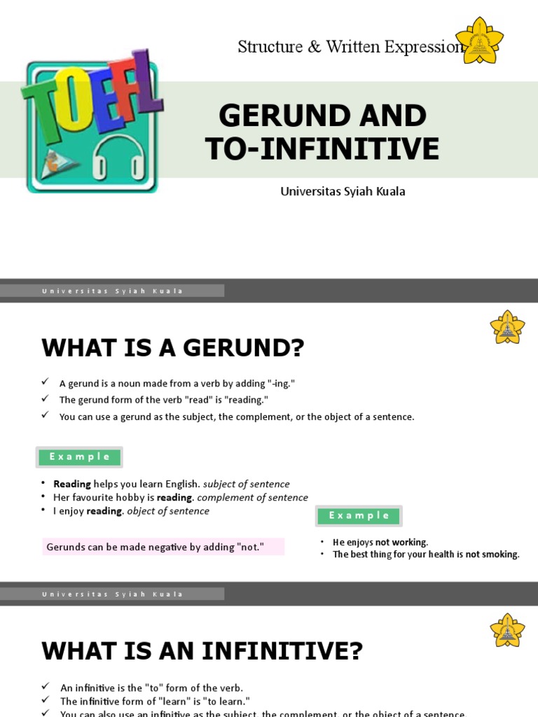 Gerund and To-Infinitive - MKU | PDF | Verb | Subject (Grammar)
