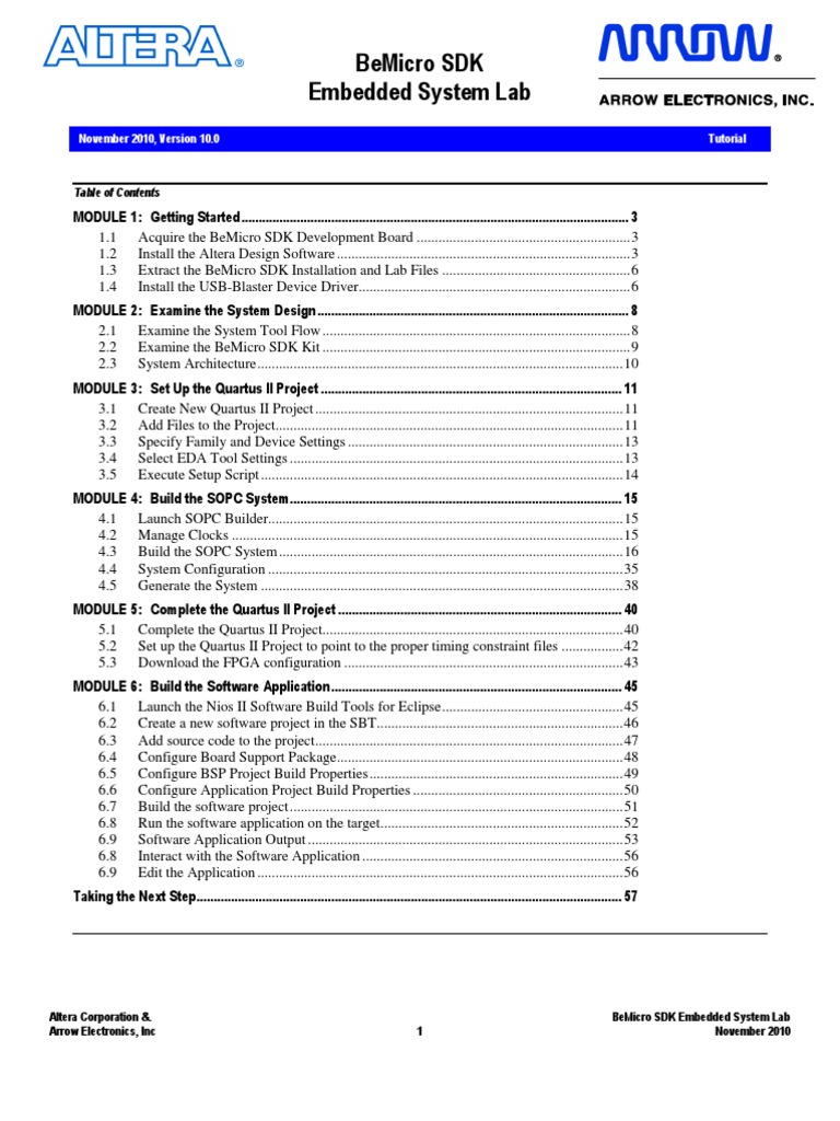 BeMicro SDK Embedded System HW Lab v1 1 | PDF | Field Programmable Gate ...
