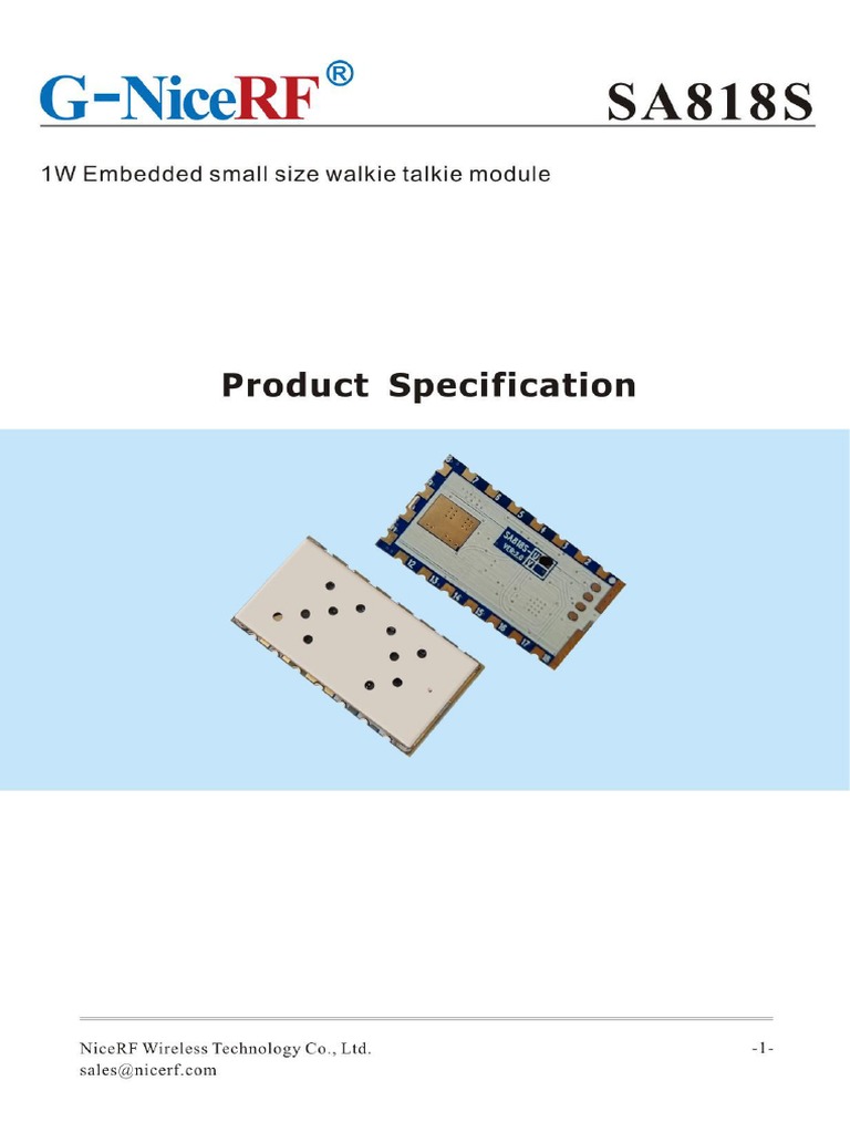 SA818S 1W Embedded Walkie Talkie Module V1.1 | PDF | Electricity ...