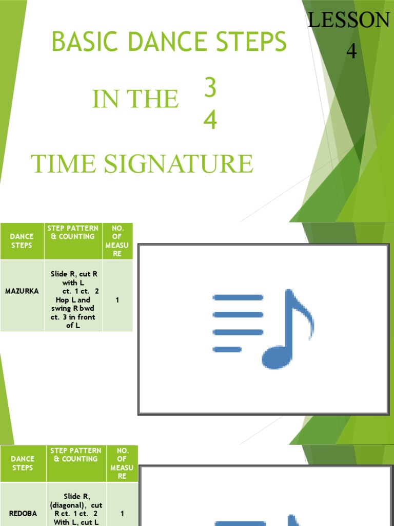Basic Dance Steps in The Time Signature 3 4: Lesson 4 | PDF
