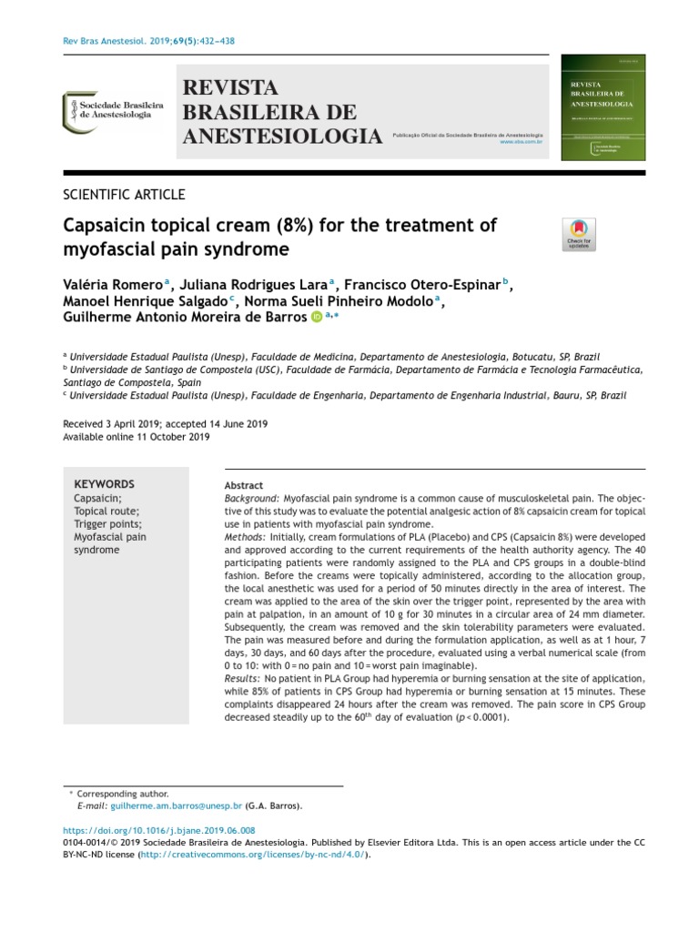 Capsaicin Topical Cream (8%) | PDF | Analgesic | Pain
