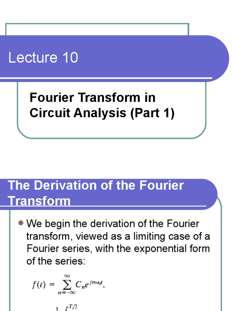 Fourier Transform in Circuit Analysis - Part 1 | PDF | Fourier ...