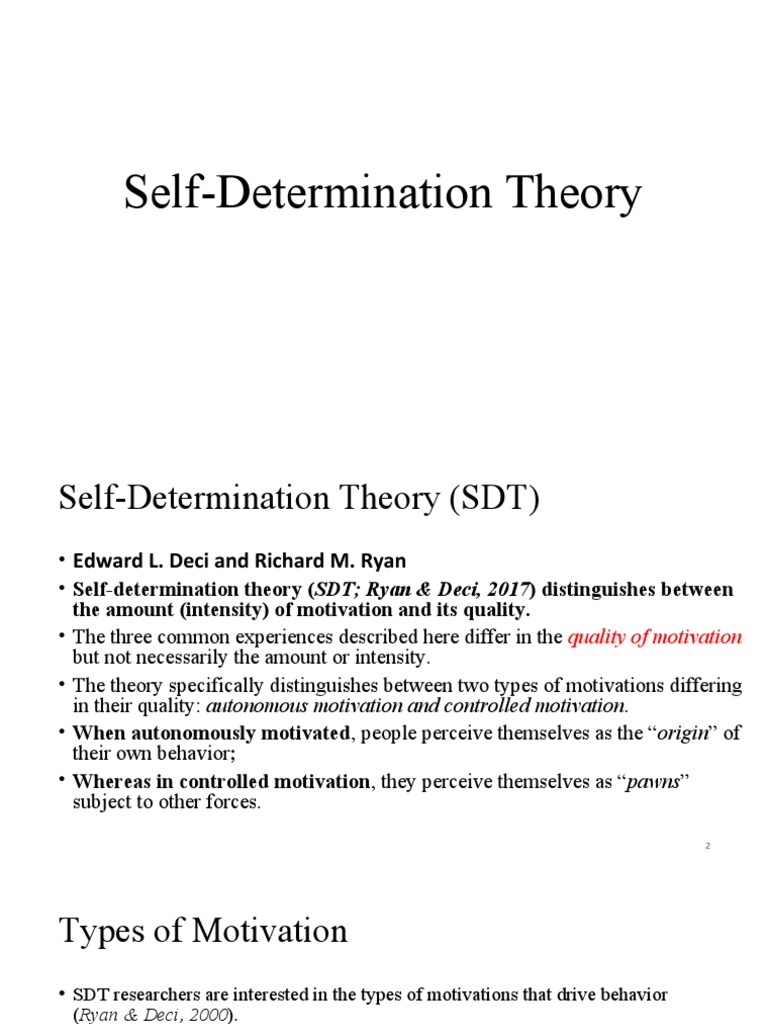 Understanding Self-Determination Theory | PDF | Motivational | Motivation
