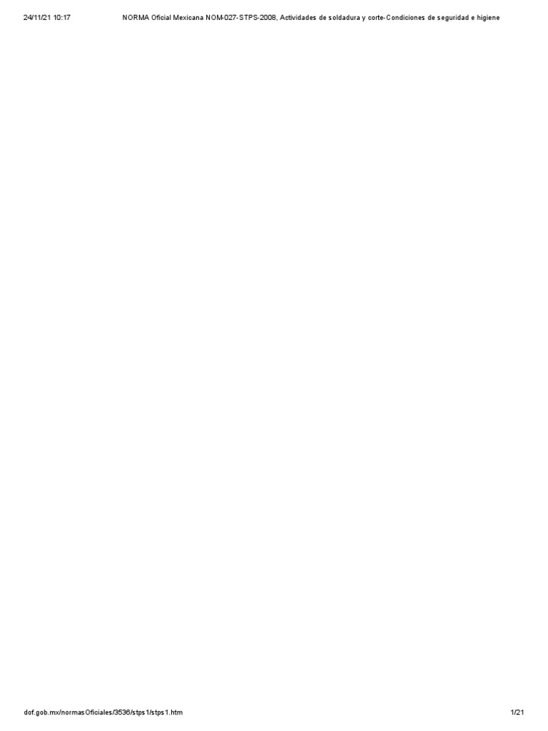 NORMA Oficial Mexicana NOM-027-STPS-2008, Actividades de Soldadura y ...