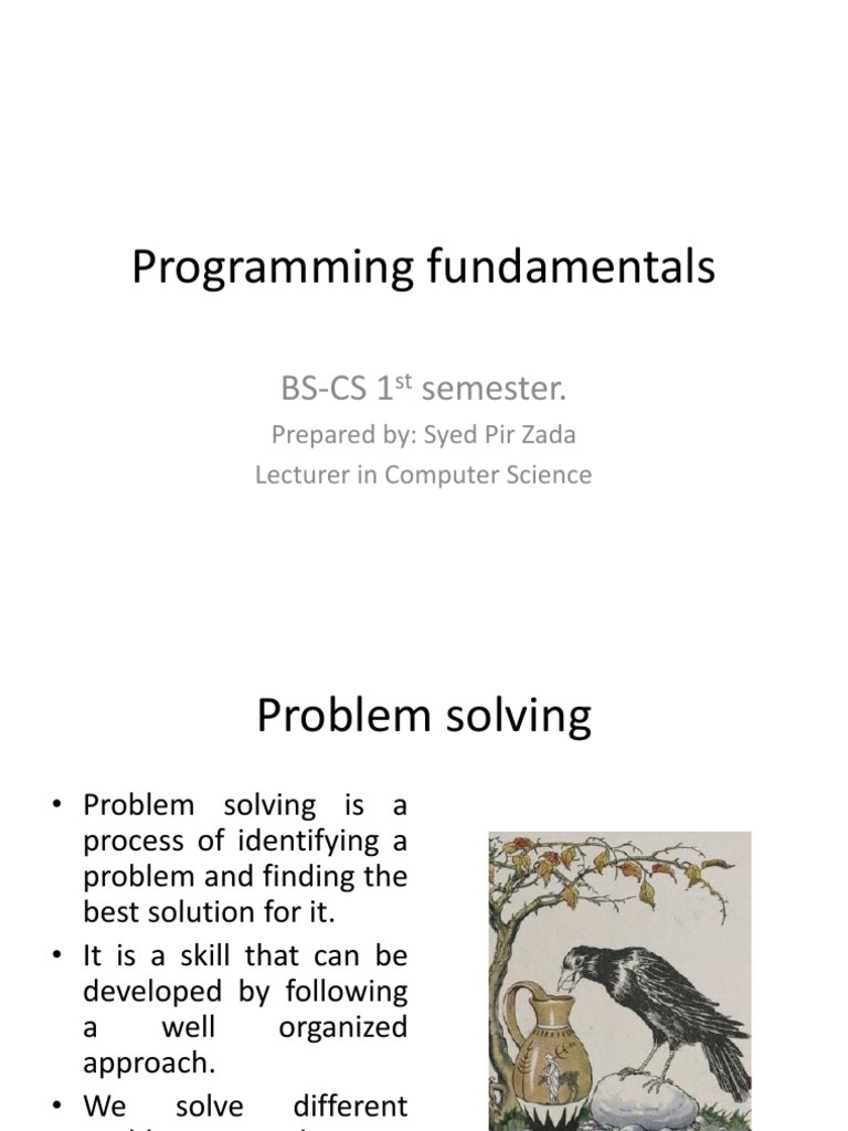 Programming Fundamentals Bs Cs 1 Semester Pdf Computer Programming Algorithms