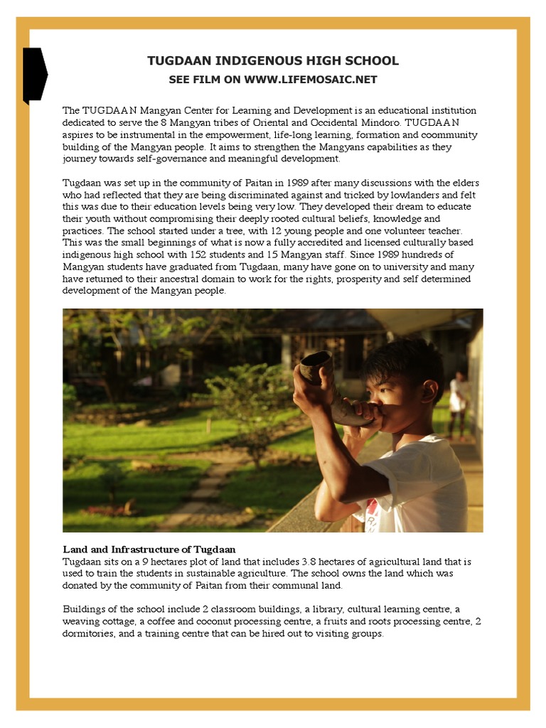 Tugdaan Indigenous High School: Land and Infrastructure of Tugdaan ...