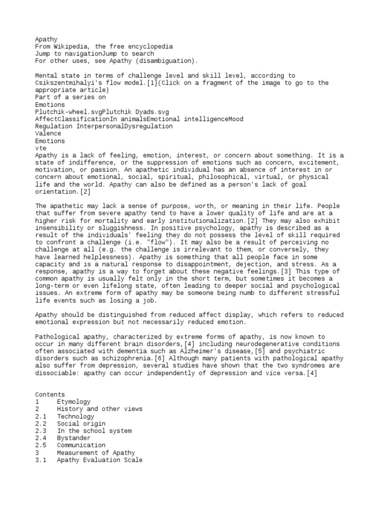 Apathy | PDF | Medicine | Clinical Medicine