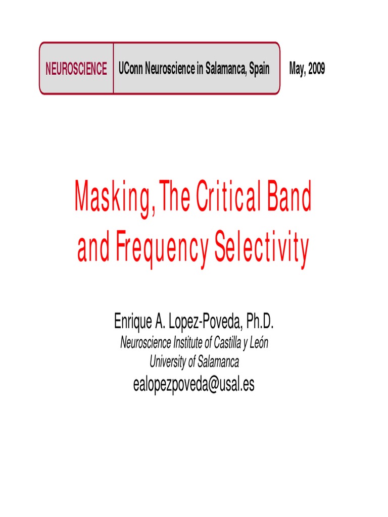 Audiology Masking and Critical Bands | PDF | Hearing | Sound