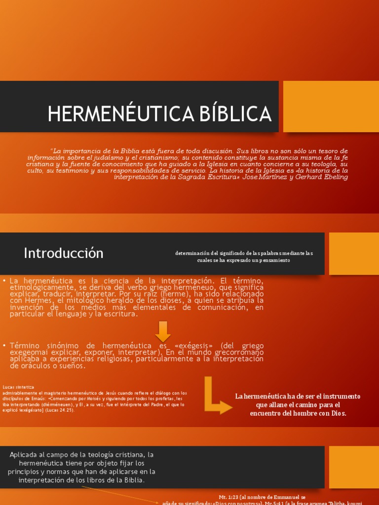 HERMENÉUTICA BÍBLICA PRESENTACION | PDF | Biblia | Hermenéutica
