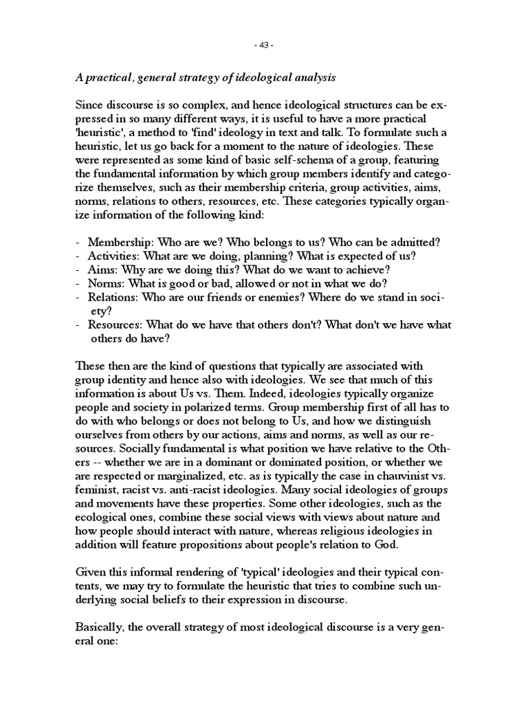 II Ideology and Discourse - Categories of Ideological Analysis | PDF ...
