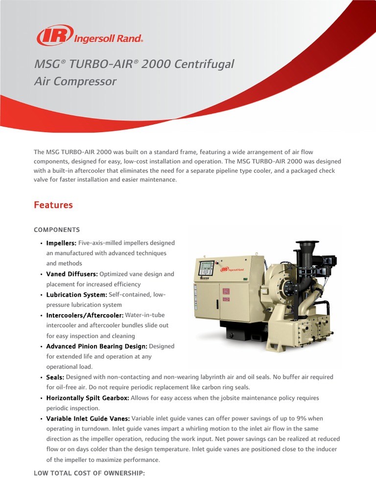 MSG® TURBO-AIR® 2000 Centrifugal Air Compressor: Features | PDF ...