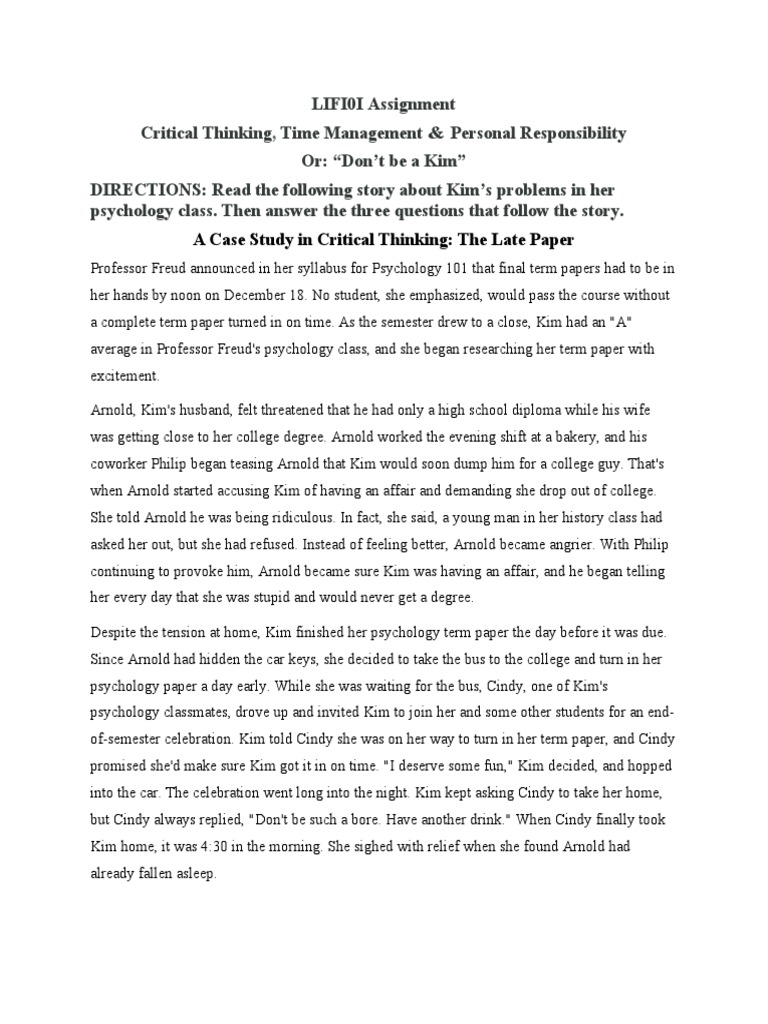 Critical Thinking and The Late Paper Assignment | PDF