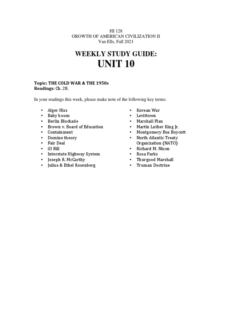 128 Unit 10 Study Guide Pdf