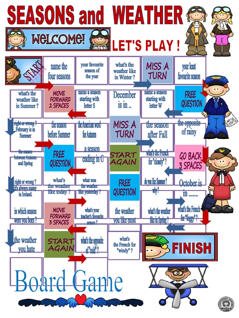 Seasons and Weather Board Game Fun Activities Games 5418 | PDF