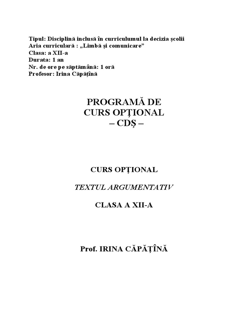 Cds Text Argumentativ | PDF