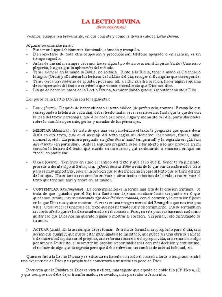 Guía Práctica de Lectio Divina | PDF | Oración | Misa (liturgia)