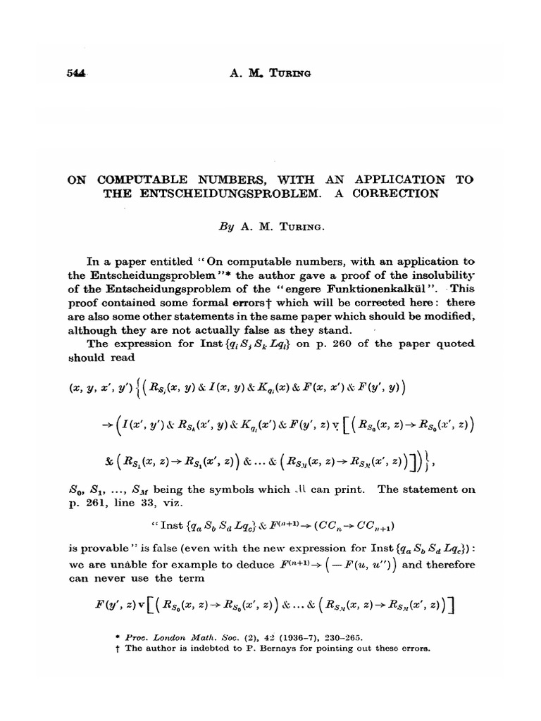 Alan Turing - On Computable Numbers, With An Application To The ...