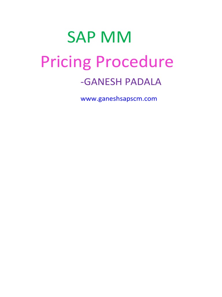 Pricing Procedure: Sap MM | PDF | Pricing | Formula