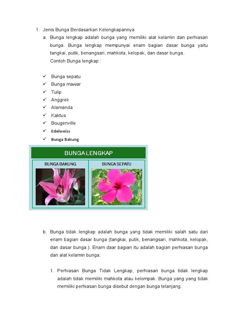 Jenis dan Bagian Bunga | PDF