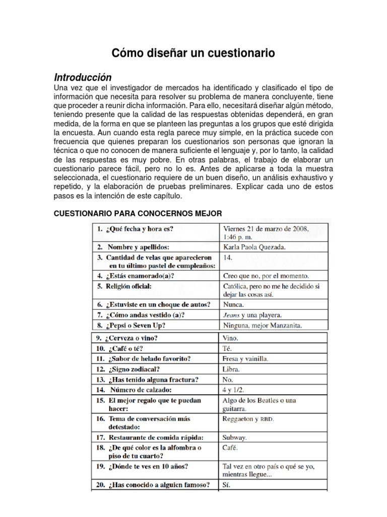 Como Diseñar Un Cuestionario | PDF | Cuestionario