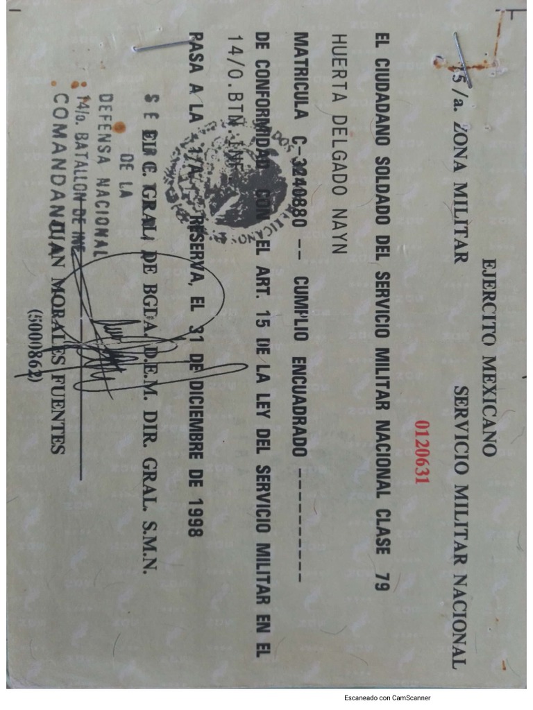 Cartilla Del Servicio Militar Nacional Liberada | PDF