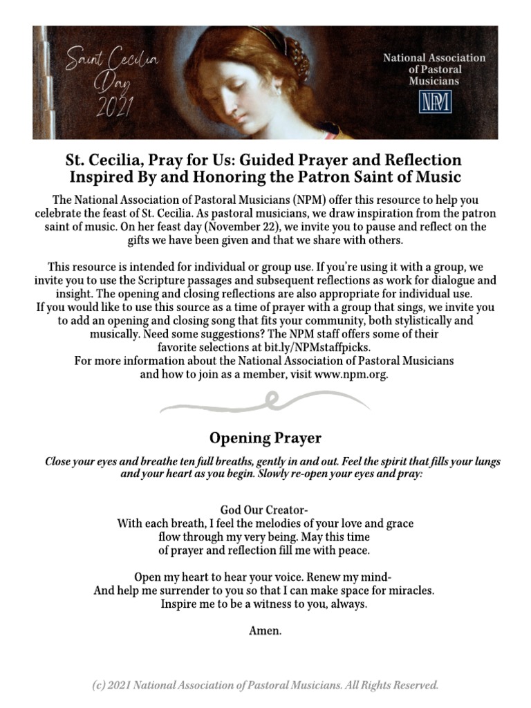 Saint Cecilia Guided Reflection | PDF