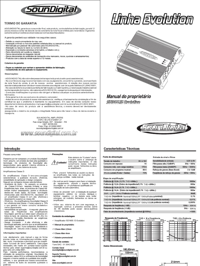 Manual Sd1600.1d Evo | PDF | Som | Engenharia Elétrica