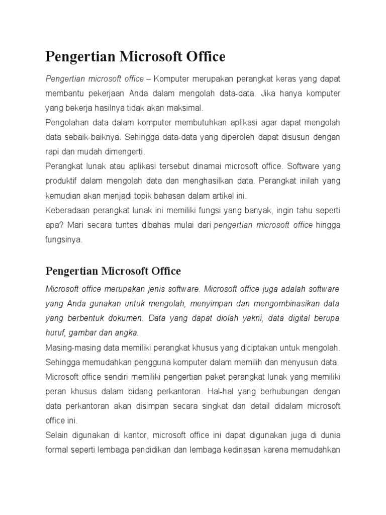 Pengertian Microsoft Office | PDF