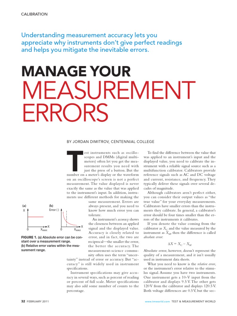 Manage Your: Measurement Errors | Download Free PDF | Accuracy And Precision | Observational Error
