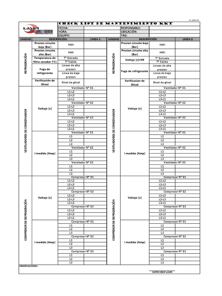 Check List Chillers | PDF | Presión | Tecnología energética