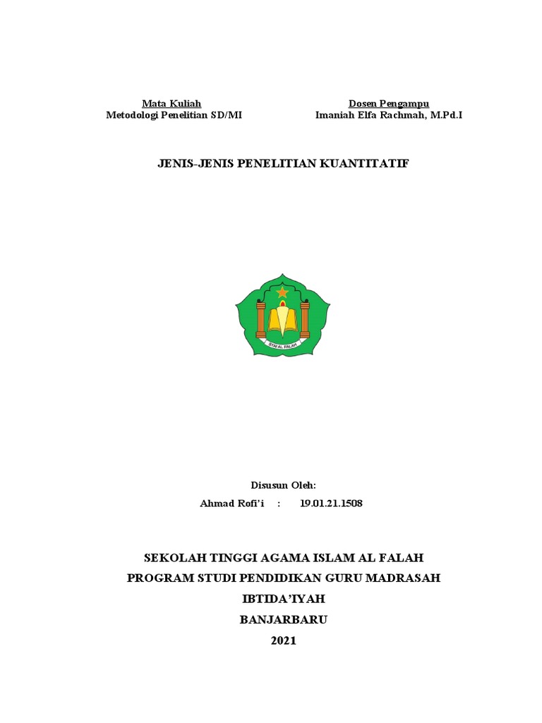 Makalah Jenis-Jenis Penelitian Kuantitatif | PDF
