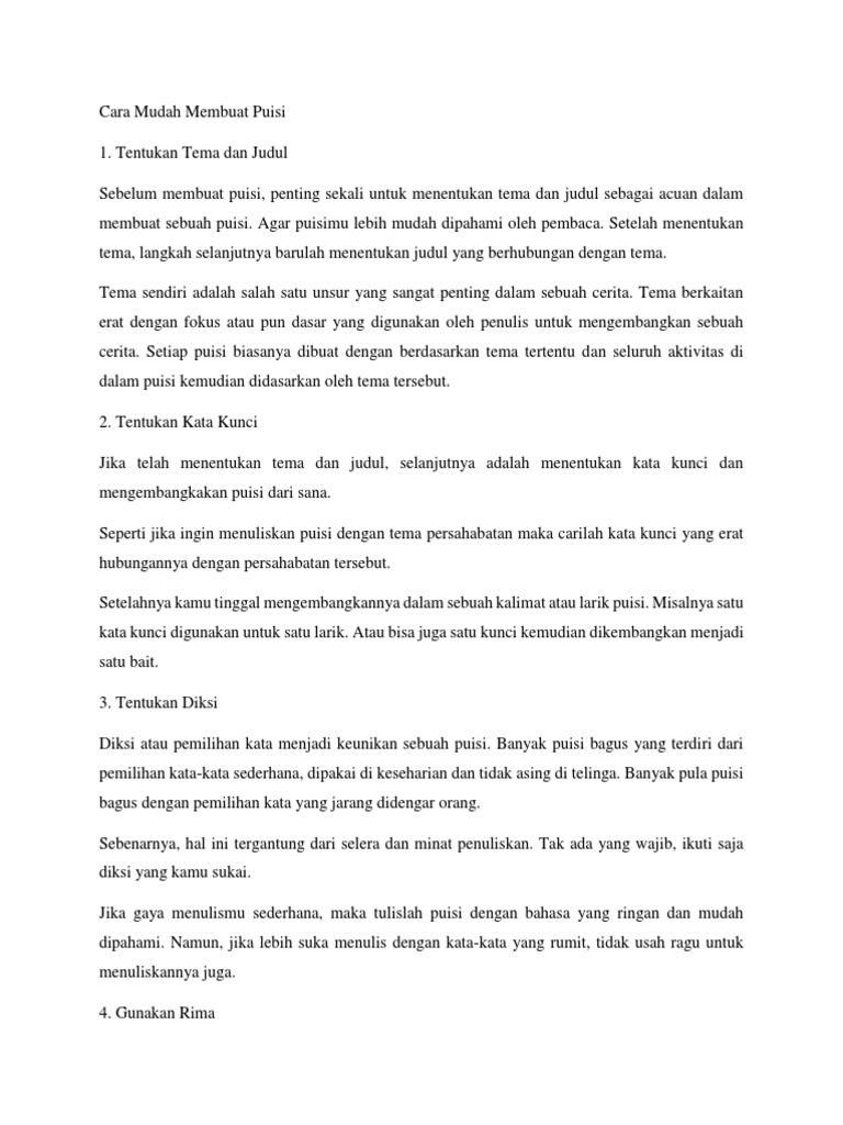 Cara Mudah Membuat Puisi | PDF