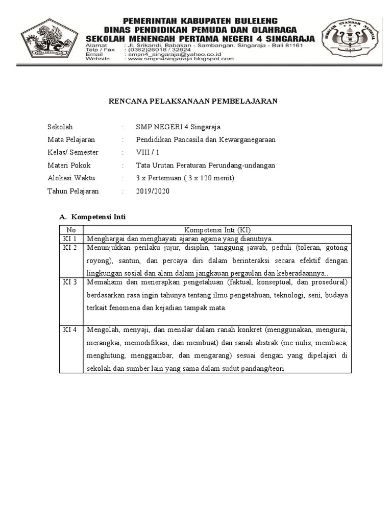 RPP Kelas 8 KD 3.3 | PDF | Sains & Matematika