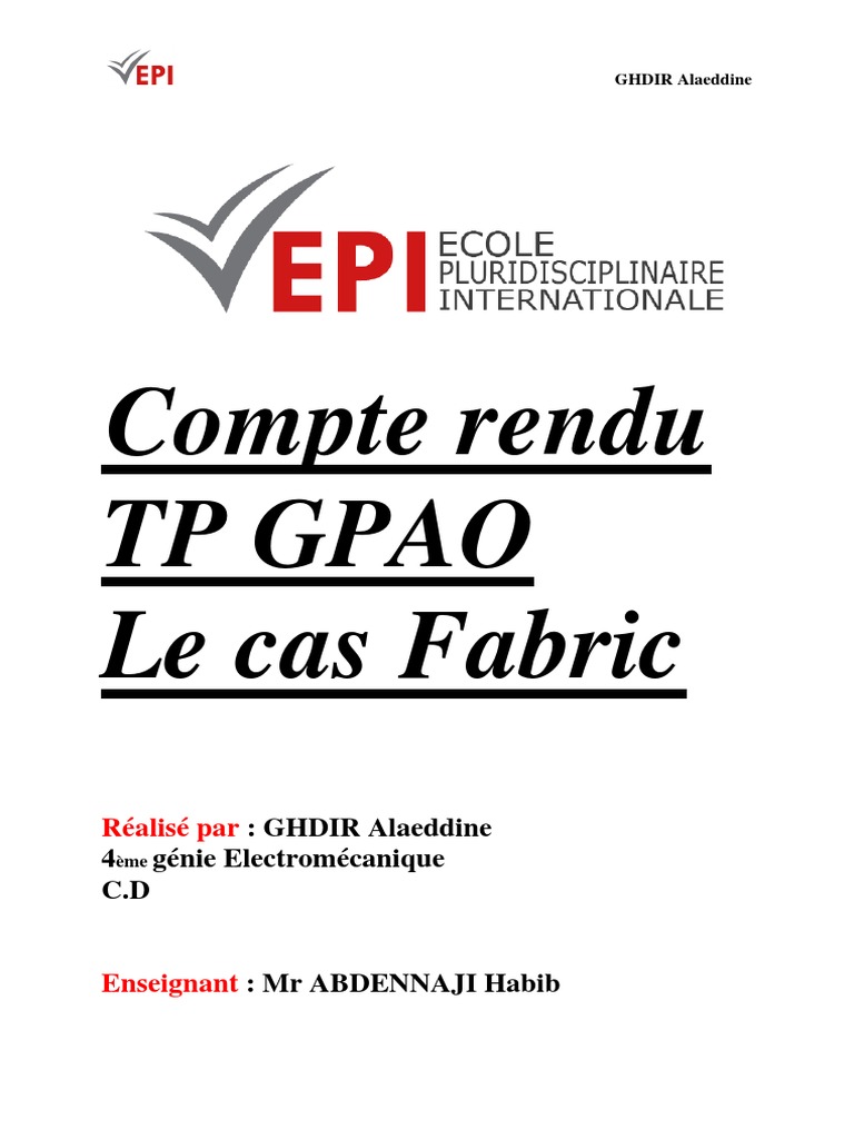 Compte Rendu TP GPAO Le Cas Fabric | PDF | Progiciel de gestion intégré