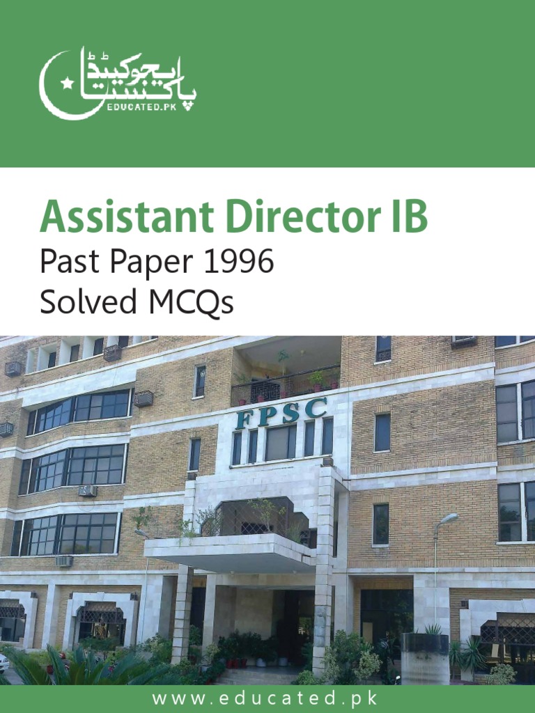 Assistant Director IB Past Paper 1996 Solved MCQs | PDF