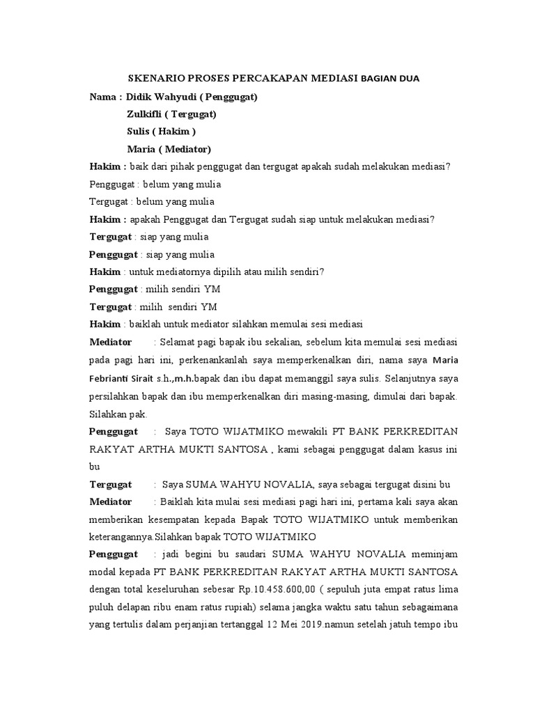 Dialog Mediasi Hutang Piutang | PDF