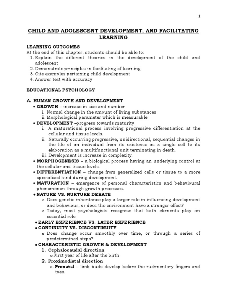 Child and Adolescent Development, and Facilitating Learning | PDF | Classical Conditioning ...