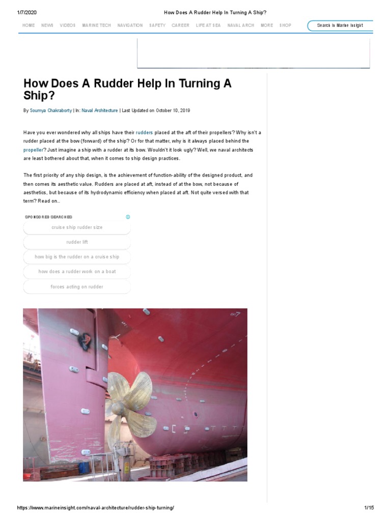 How Does A Rudder Help in Turning A Ship | PDF | Force | Ships