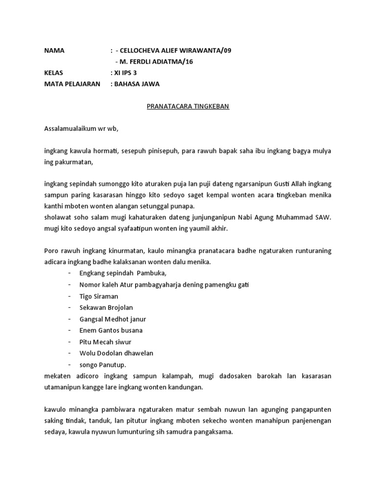 Pranata Cara Tingkeban | PDF | Kajian Bahasa Asing | Puisi