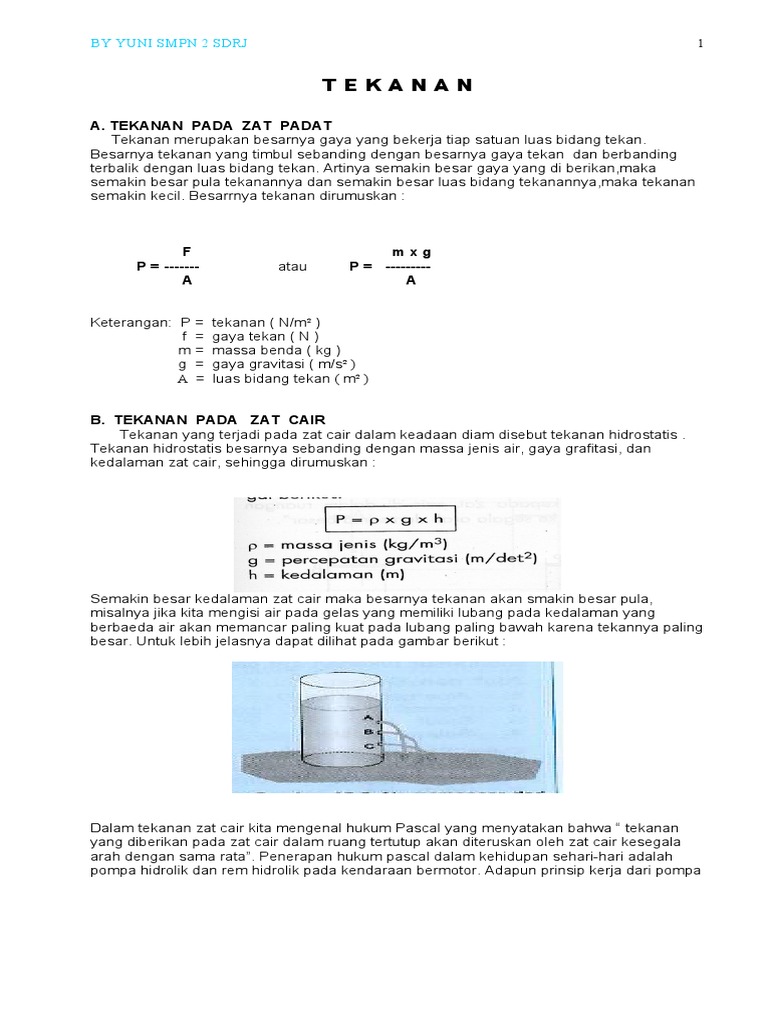 Tekanan pada Zat Padat dan Cair | PDF | Sains & Matematika