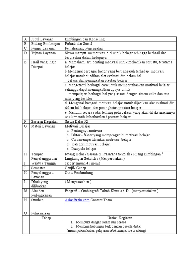 Contoh RPL BK | PDF | Karier & Perkembangan | Pengembangan Diri