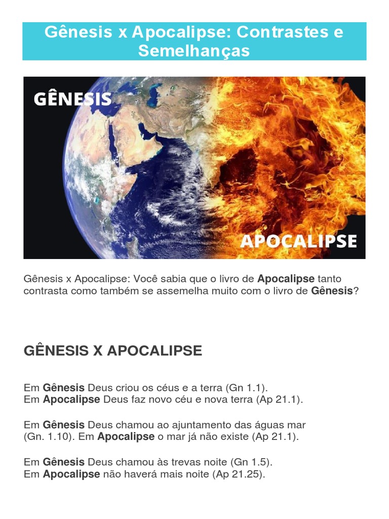 Genesis X Apocalipse | PDF | Gênesis (livro) | Abraão