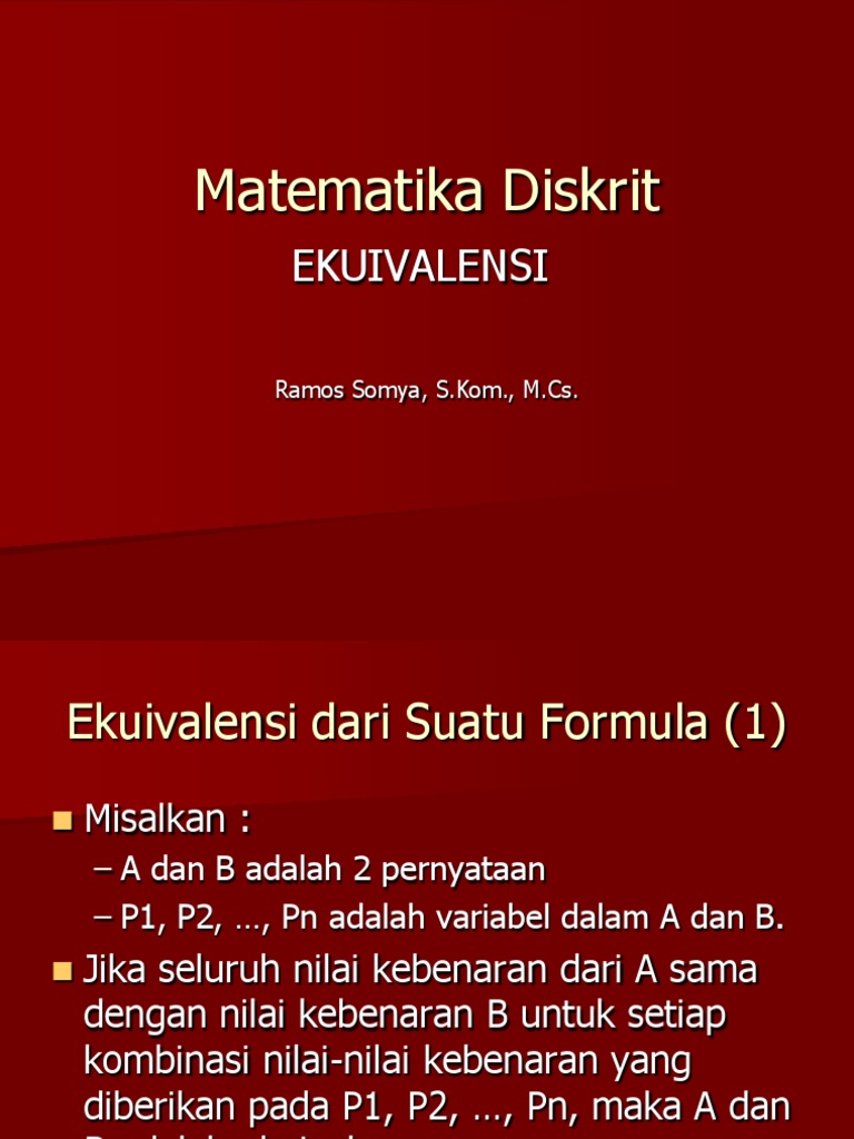 Ekuivalensi Formula Matematika Diskrit | PDF