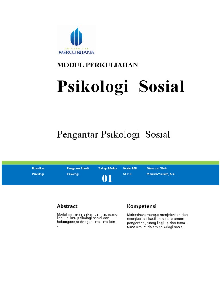 Definisi dan Ruang Lingkup Psikologi Sosial | PDF