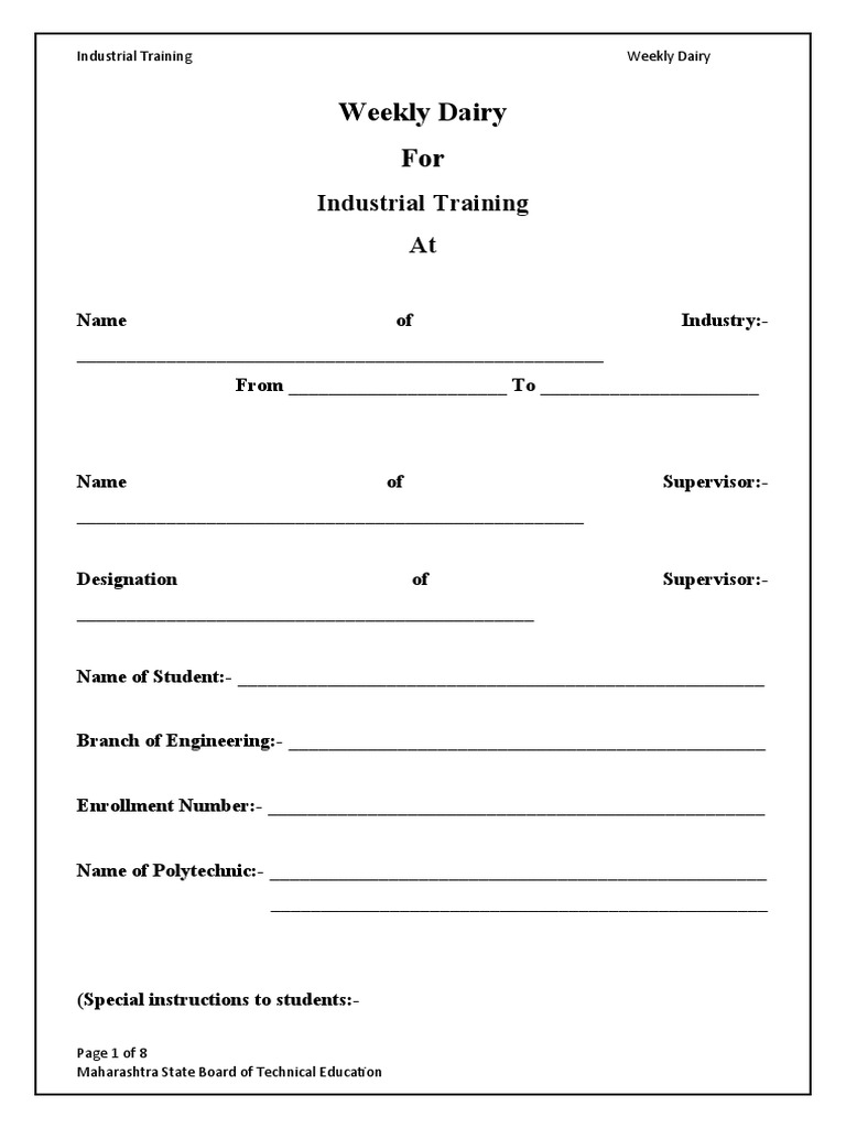 Weekly Dairy Format | PDF | Turnover (Employment) | Business